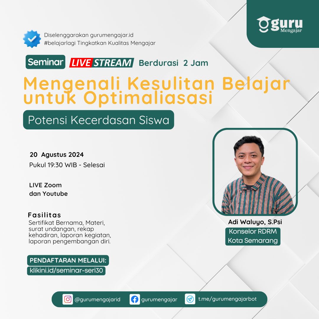 Sertifikat Seri 30 - Seminar Mengenali Kesulitan Belajar untuk ...