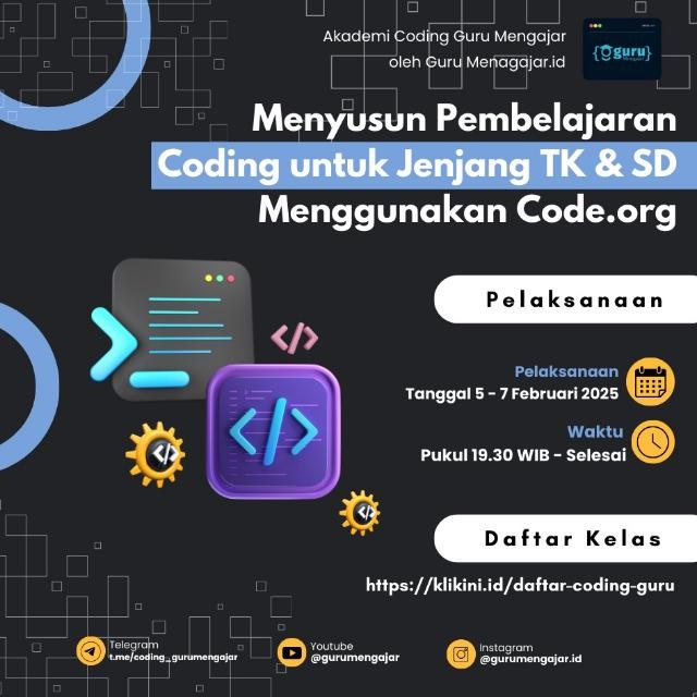 Link Diklat Penyusunan Pembelajaran Coding Jenjang TK dan SD Menggunakan Code.org